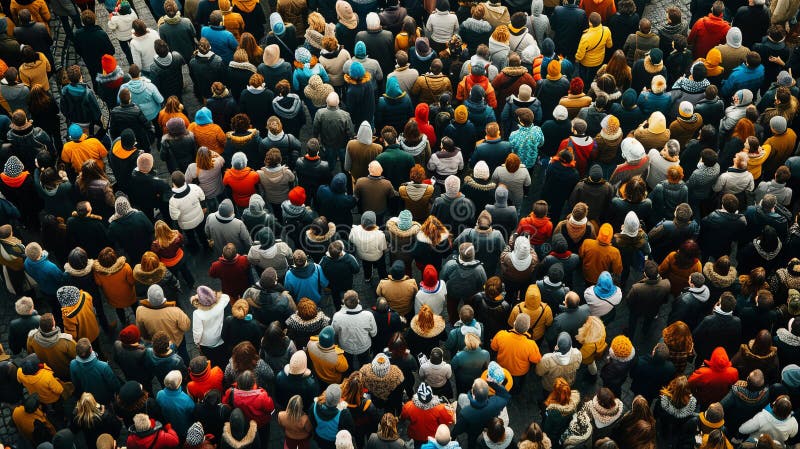 Crowd of People on the Square, Top View Stock Photo - Image of event ...