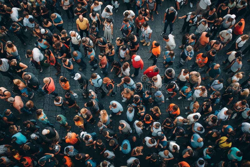 Crowd of People on the Square, Top View Stock Image - Image of crowded ...