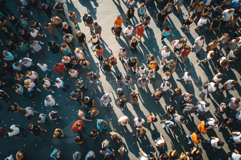 Crowd of People on the Square, Top View Stock Photo - Image of event ...