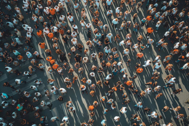 Crowd of People on the Square, Top View Stock Image - Image of waiting ...