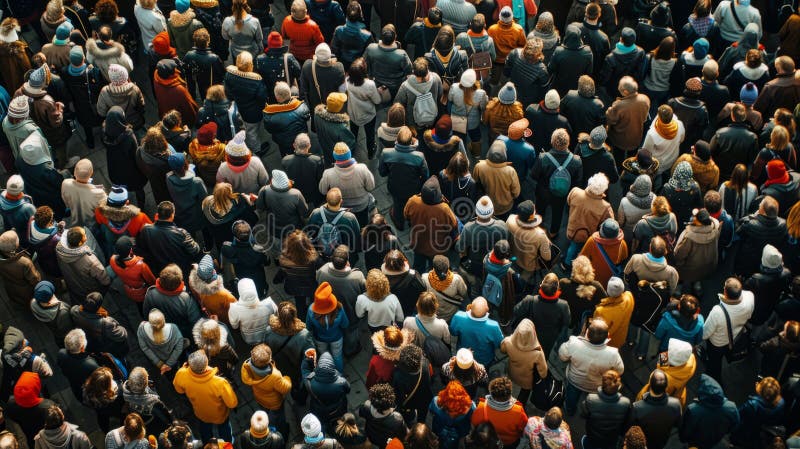 Crowd of People on the Square, Top View Stock Image - Image of public ...