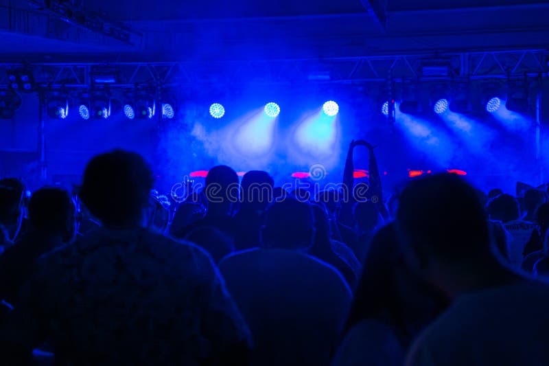 Crowd of People and Stage Lights at Techno Party Stock Photo - Image of ...