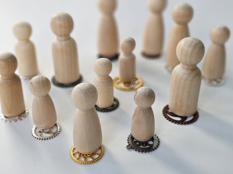 Crowd of People Stand on Gears. Business Idea Concept Teamwork ...