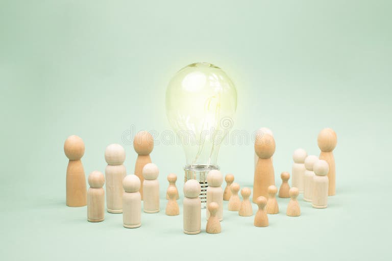 Crowd of People Standing Around Light Bulb, Education and Science ...
