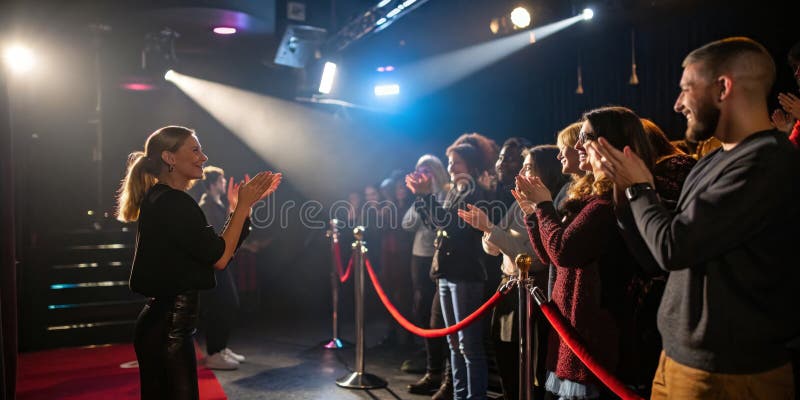 A Crowd of People Standing Around a Stage Stock Illustration ...