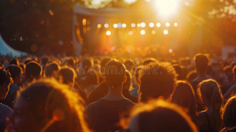 Crowd of People Standing Around a Stage Stock Image - Image of ...