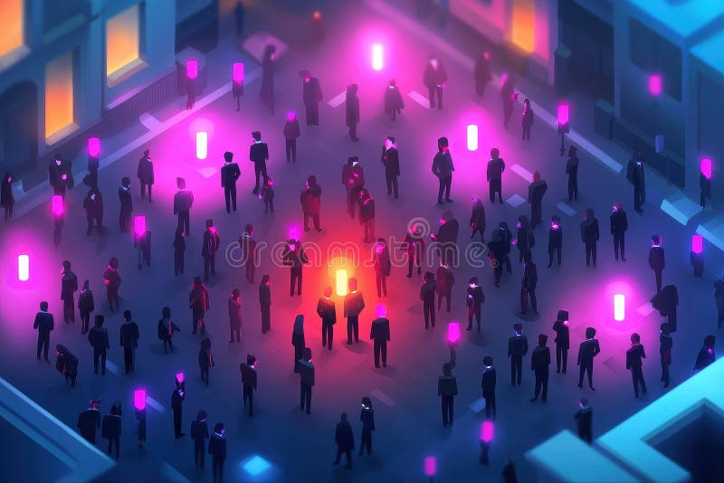 Crowd of People Standing in a Brightly Lit Room Engaging in Visual ...