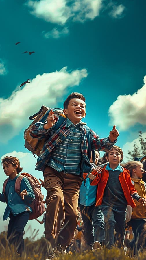 A Group of People Walking Across a Field with Backpacks Stock ... A Group of People Walking Across a Field with Backpacks Stock ...