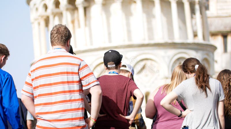 Crowd of People Stay Under the Leaning Tower of Pisa Editorial Photo ...
