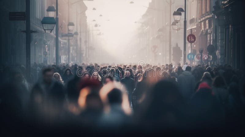 Crowd of People in the Street. Generative AI Stock Illustration ...