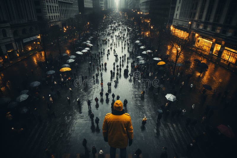 Crowd of People on the Street in Rainy Day Stock Image - Image of ...