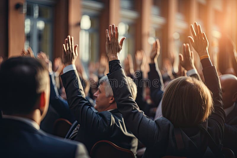 A Crowd of People on the Street Raises Their Hands in Agreement. the Concept of a Democracy. the ...
