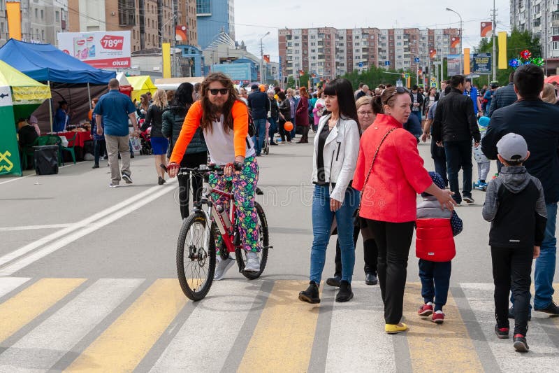 A Crowd of People on the Streets at the Celebration of Russia Day in ...
