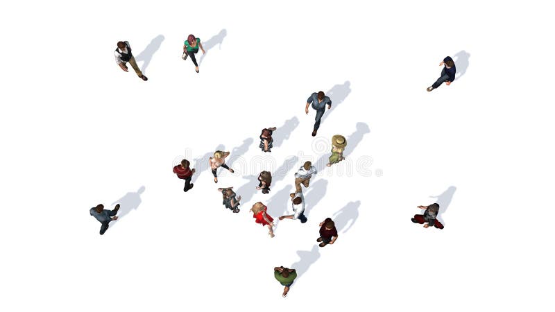 Crowd of People in Top-view on White Background Stock Illustration ...