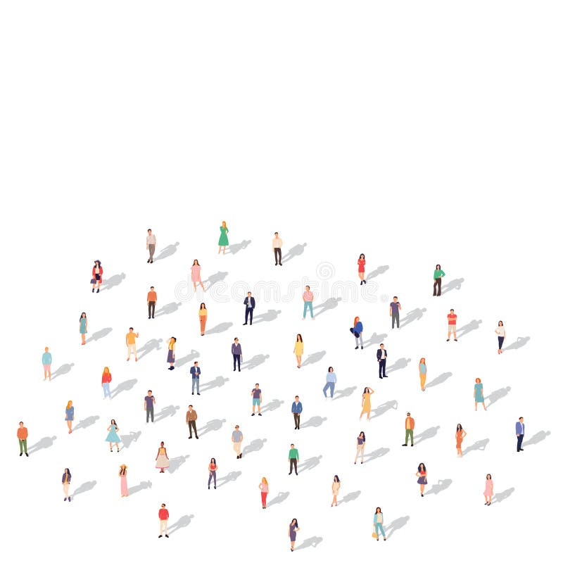 Crowd of People, Top View on White Background Vector Vector Stock ...