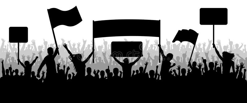 Crowd People with Transparency, Protesting, Demonstration, Silhouette ...