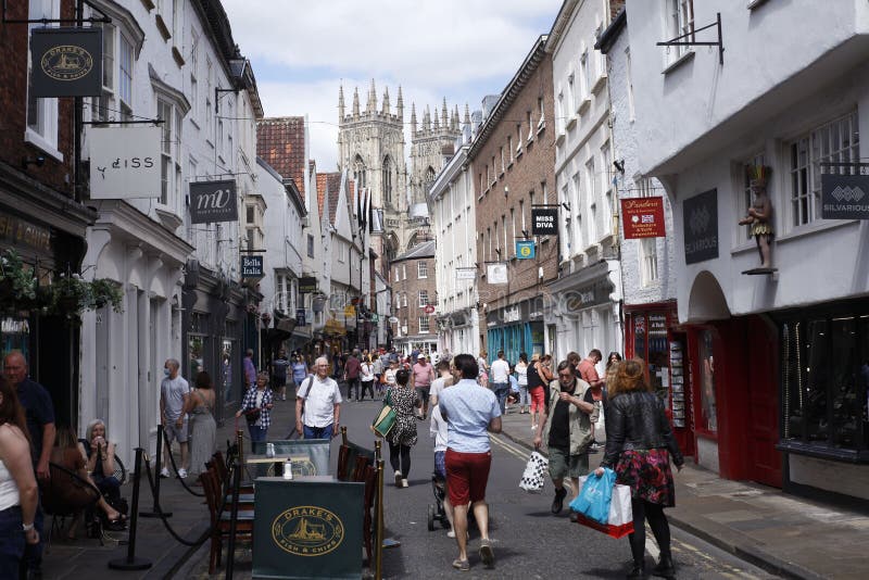 Crowd of People Walking Around Low Petergate in York City Editorial ...