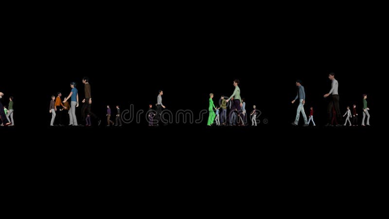 Crowd of People Walking on Black Bg 3d Stock Illustration ...