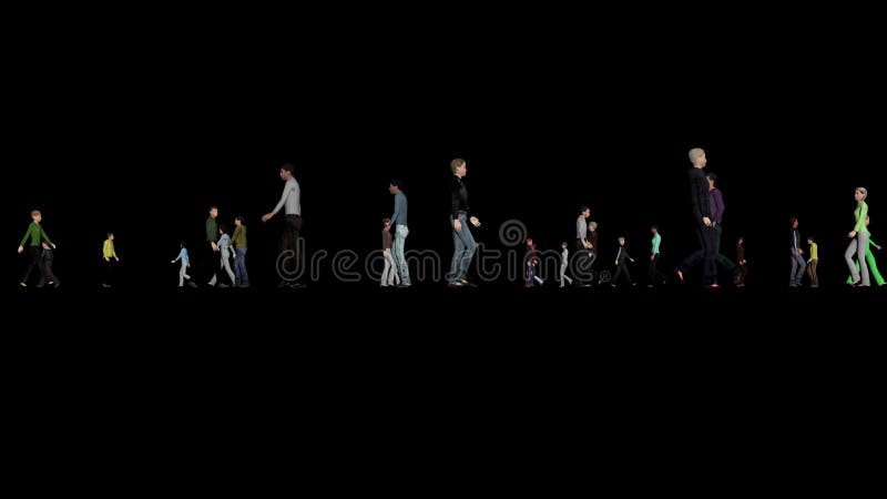 Crowd of People Walking on Black Bg Stock Footage - Video of motion ...