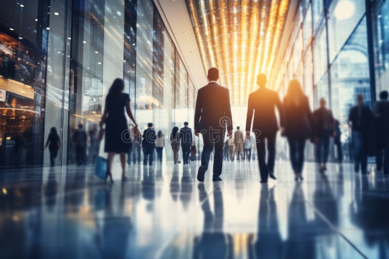 Crowd of People Walking in Shopping Mall Fast Moving . Generative AI ...