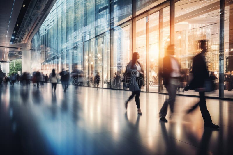 Crowd of People Walking in Shopping Mall Fast Moving . Generative AI ...