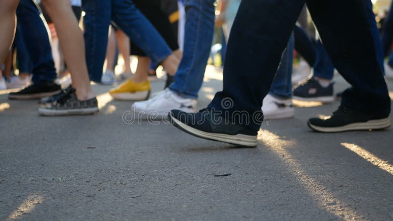 Crowd of People Walking on Street Sidewalk Editorial Stock Image ...