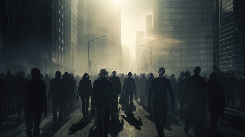 Crowd of People Walking in the Street at Night. Stock Photo - Image of ...