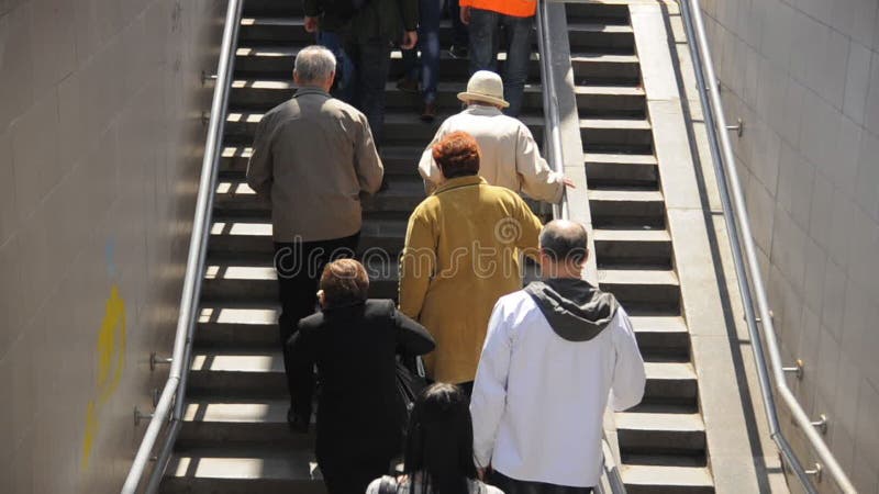 Crowd of People Walking Up the Stairs Stock Footage - Video of motion ...