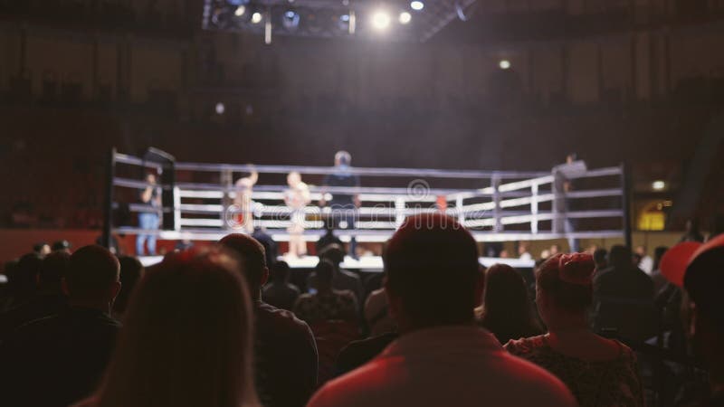A Crowd of People are Watching a Boxing Match Stock Video - Video of ...