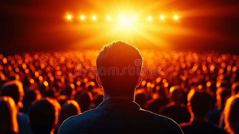 Crowd of People Watching Performance with Bright Stage Lights ...