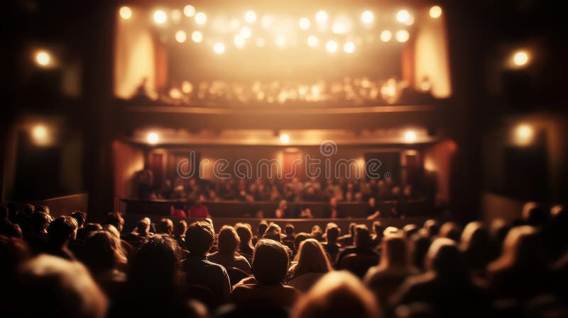 Crowd of People Watching a Performance in a Theater Setting with Stage ...