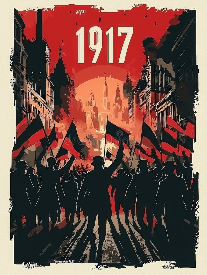 Historical Event Depicting a Large Gathering with Flags in a City, Set ...