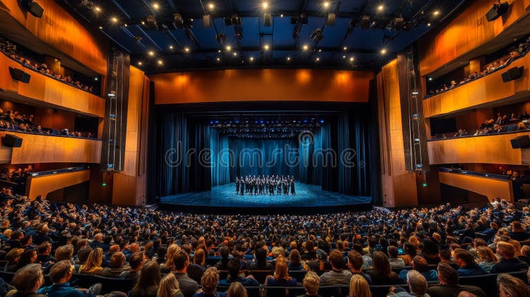 The Crowd at a Performance in a Modern Theater, Highlighted by Stage ...
