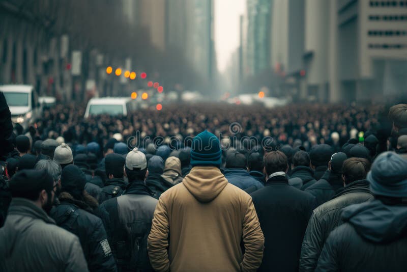 Crowd with Placards and Posters Protesting in the City, Generative AI ...