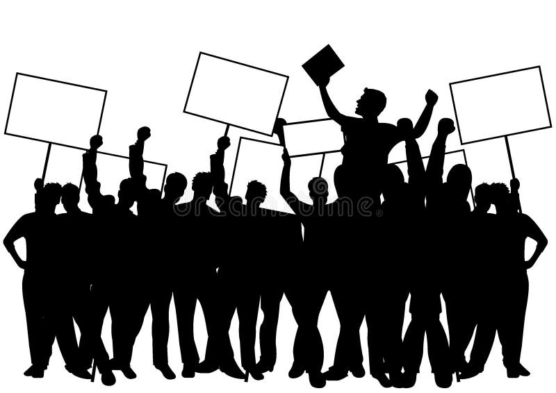 Crowd with Placards. Vector Illustration Decorative Design Stock Vector ...