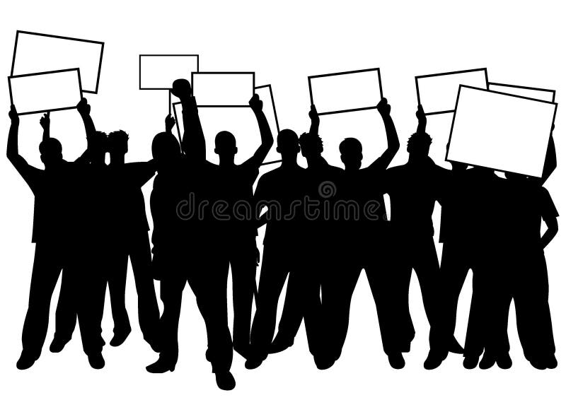 Crowd with Placards. Vector Illustration Decorative Design Stock Vector ...