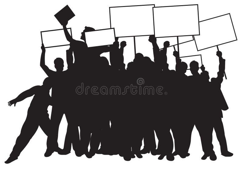 Crowd with placards. stock vector. Illustration of placards - 192491352