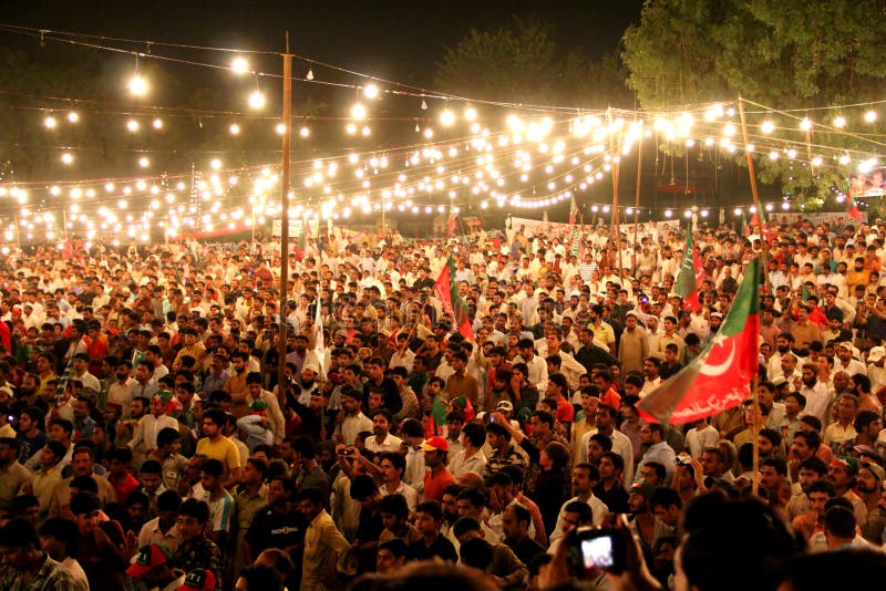 Crowd at Political Rally editorial stock photo. Image of illuminated ...