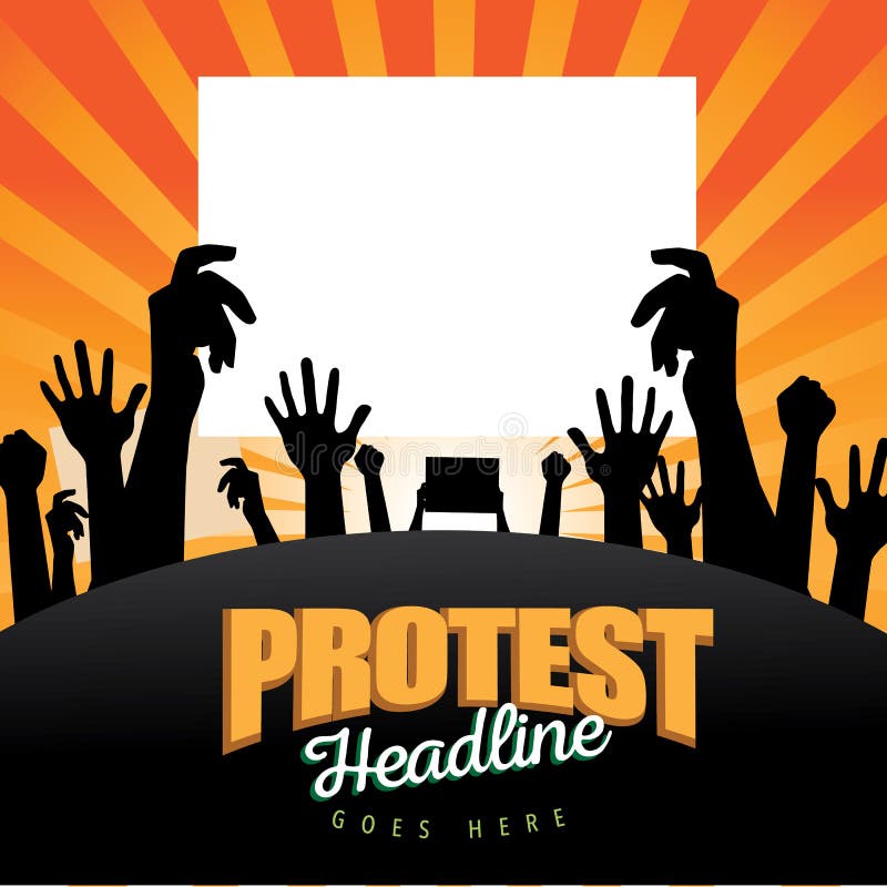 Crowd With Protest Signs Burst Background Stock Vector - Illustration ...