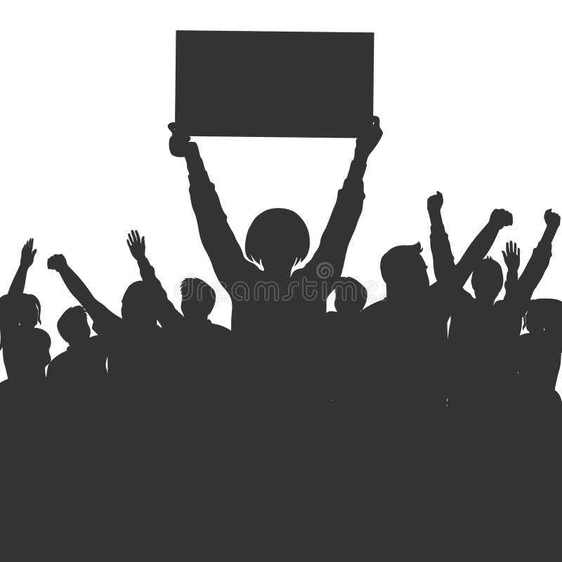 Crowd Protest Silhouette on White Background Stock Vector ...