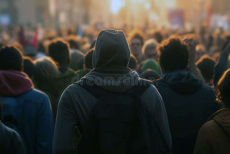 Crowd of Protesters, Back View, Sunset, Closeup. Generative AI Stock ...