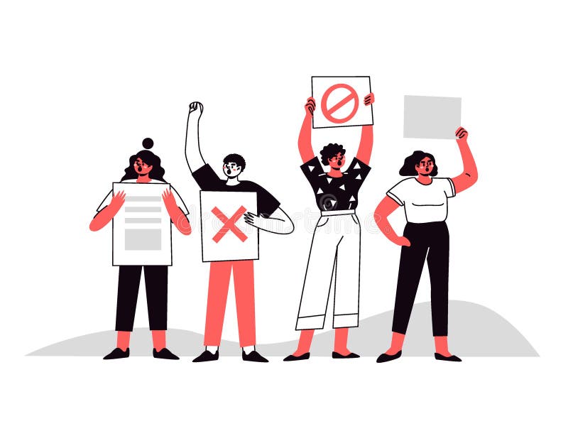 Crowd of Protesters with Banners, Flags. Voting People at the ...