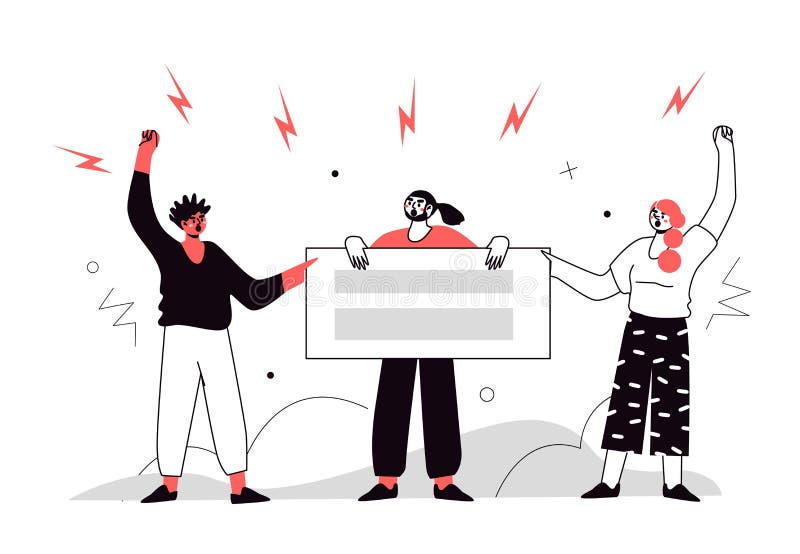 Crowd of Protesters with Banners, Flags. Voting People at the ...