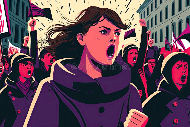 Crowd of Protesters Protesting Women at Demonstration for Women& X27;s ...