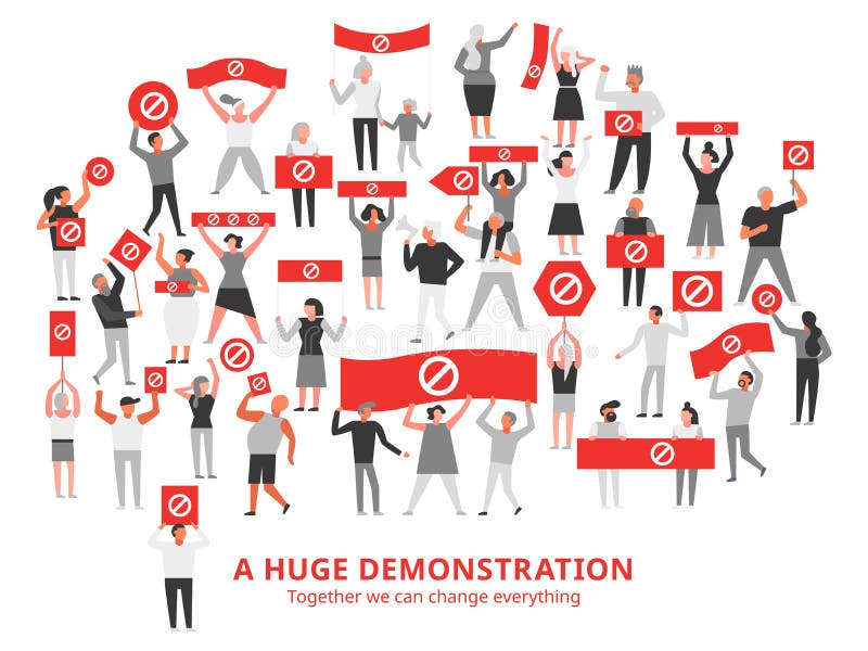 Demonstration Crowd Protesting Illustration Stock Vector - Illustration ...