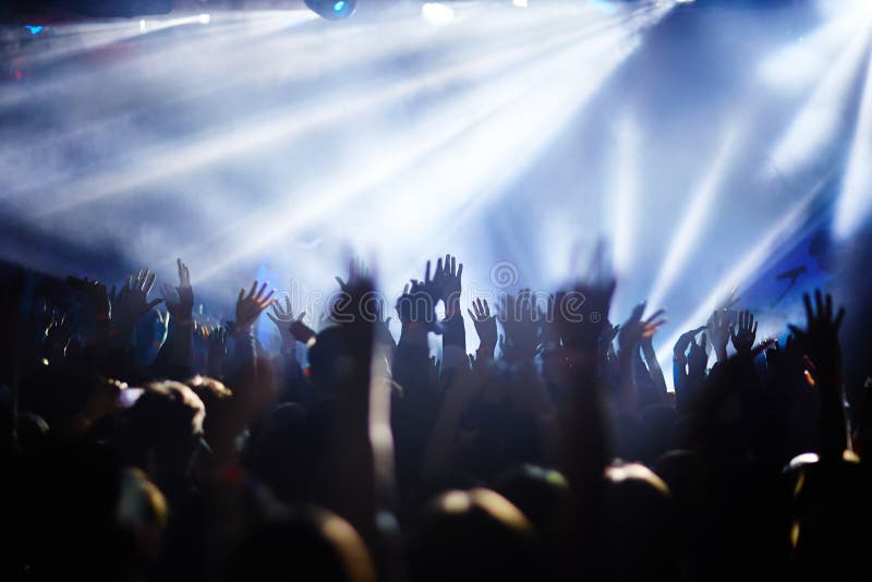Crowd with raised hands stock image. Image of sound, modern - 70179593