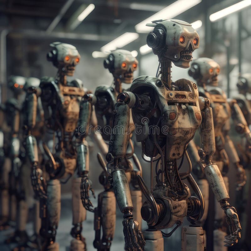 A Crowd of Robots. AI Generative Stock Illustration - Illustration of ...