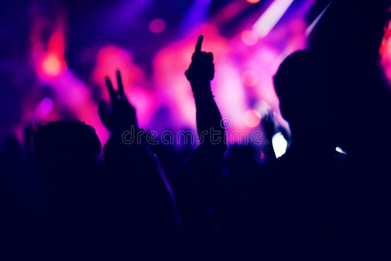 Crowd Rocking during a Concert with Raised Arms. Stock Photo - Image of ...