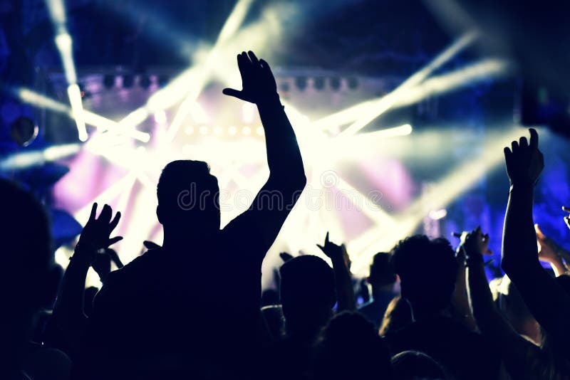Crowd Rocking during a Concert with Raised Arms. Stock Photo - Image of ...