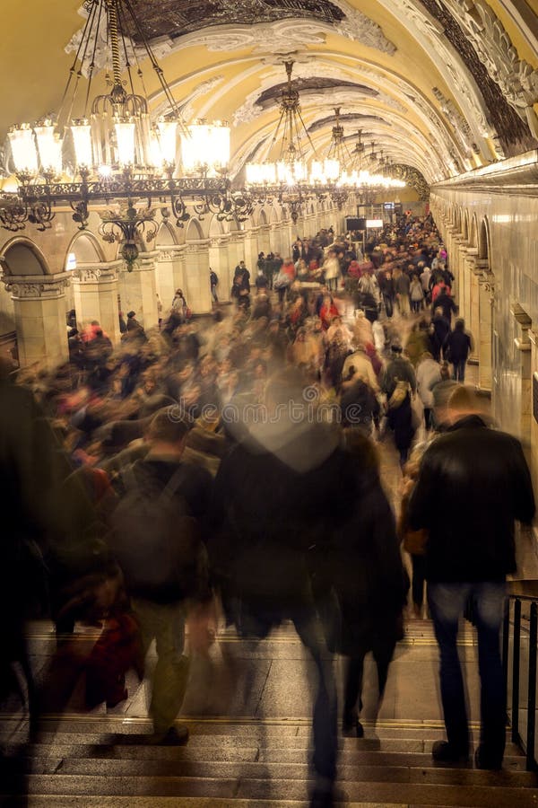 Crowd during Rush Hour in Moscow Metro Station, Russia Editorial Stock ...